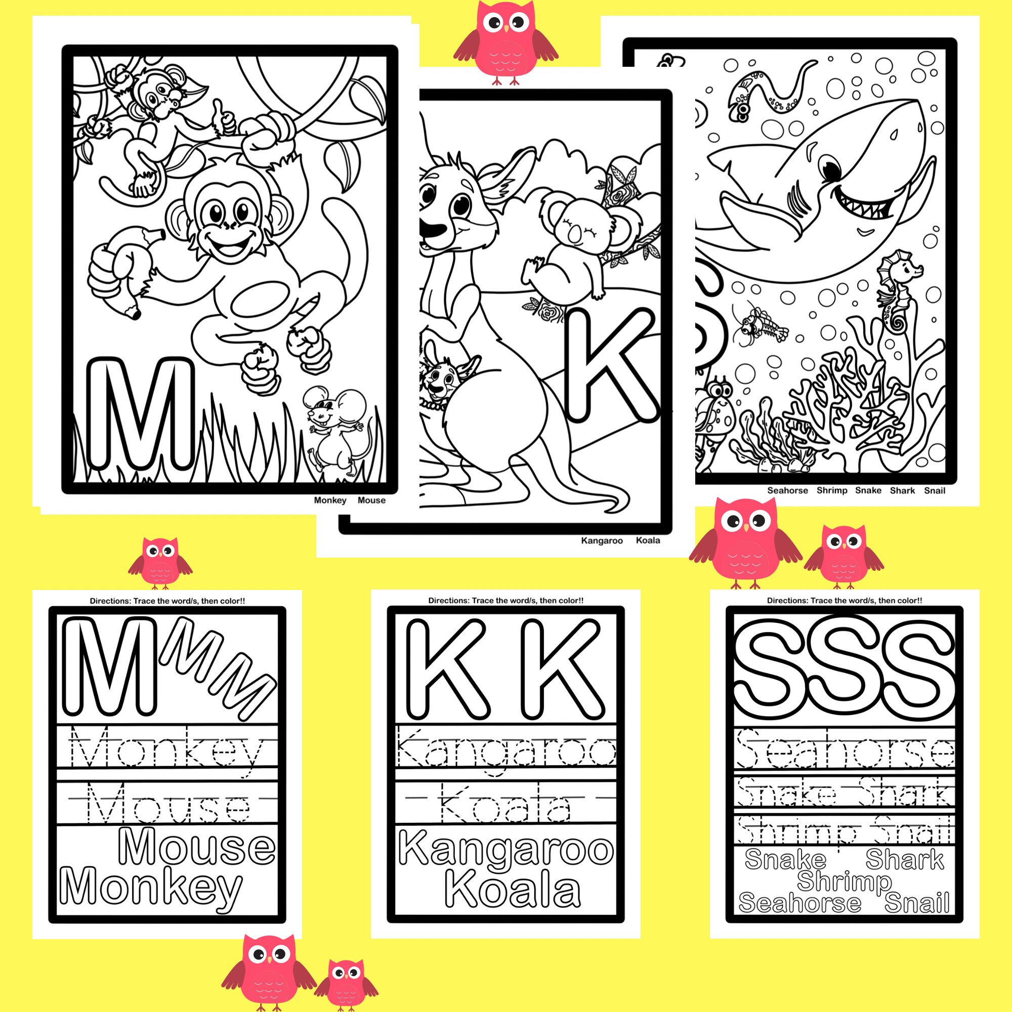 ABC Animals: Instant Download Digital Coloring and Activity Book for ...