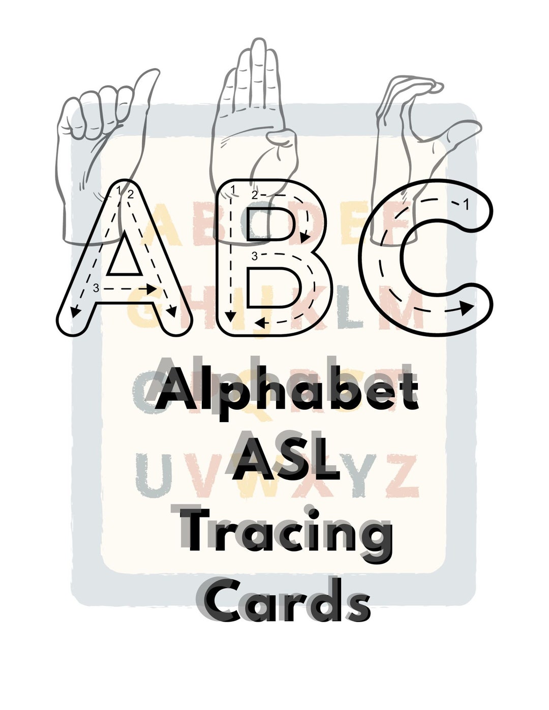 ASL Alphabet Tracing Flash Cards, Digital Download - Etsy
