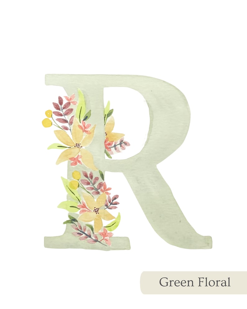 Custom Hand-painted Watercolor Letter (floral/geometric) - 8x10" - Etsy