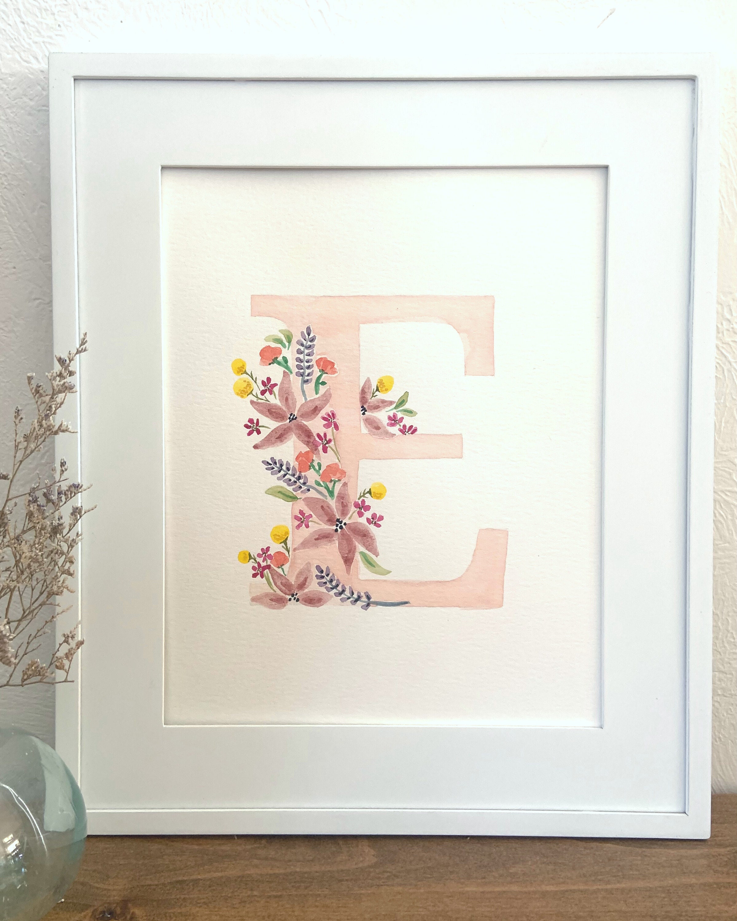 Custom Hand-painted Watercolor Letter (floral/geometric) - 8x10" - Etsy