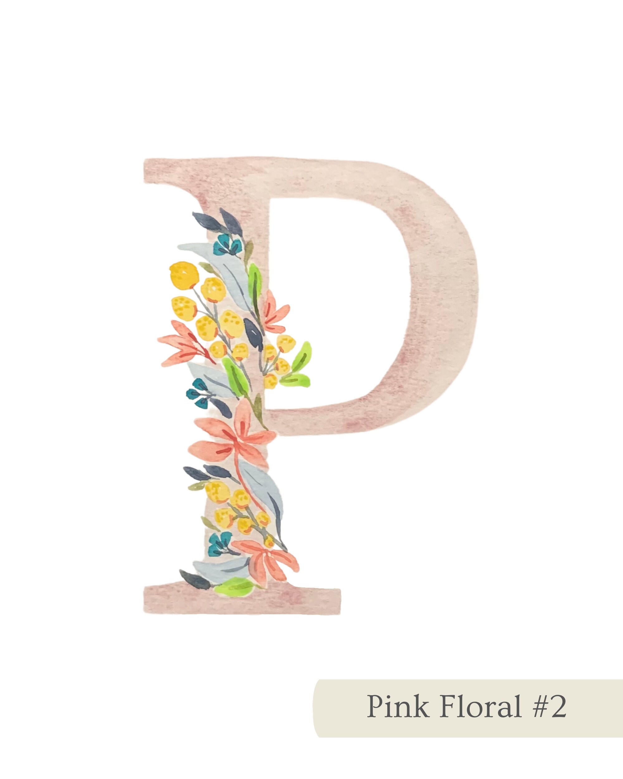 Custom Hand-painted Watercolor Letter (floral/geometric) - 8x10" - Etsy