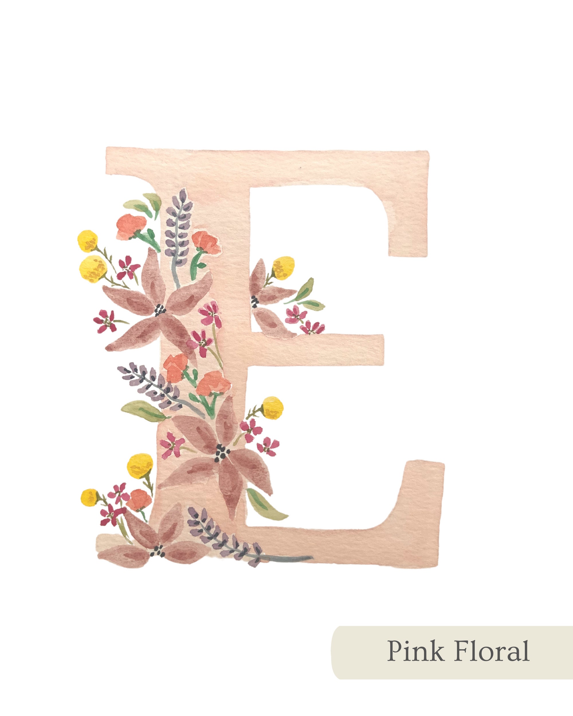 Custom Hand-painted Watercolor Letter (floral/geometric) - 8x10" - Etsy