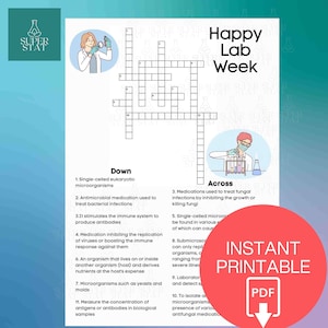 Printable Lab Week Game, Crossword Laboratory Week 2024, Lab is ...