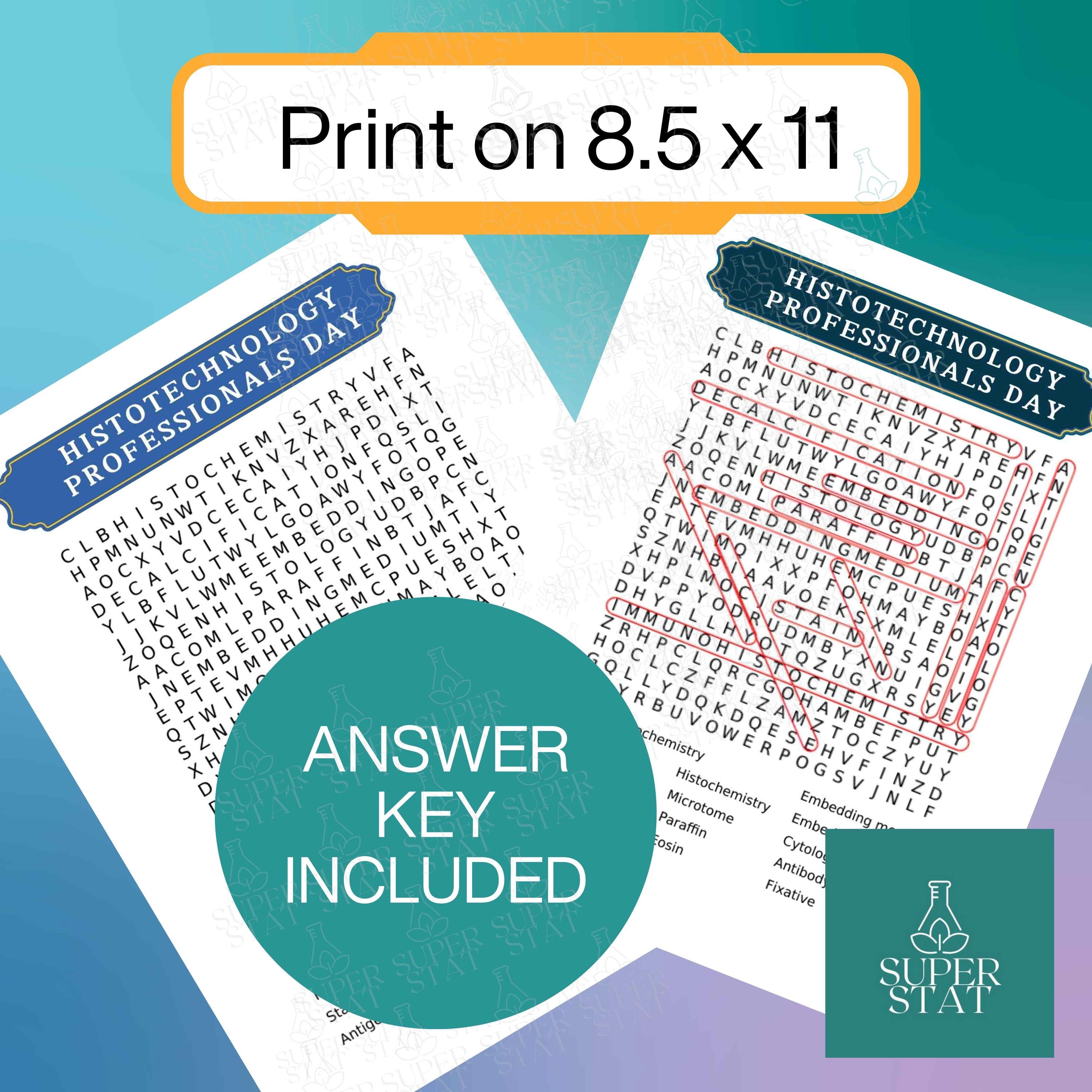 Histology Day Wordsearch Printable Histo Day 2026 Digital Download HPD ...