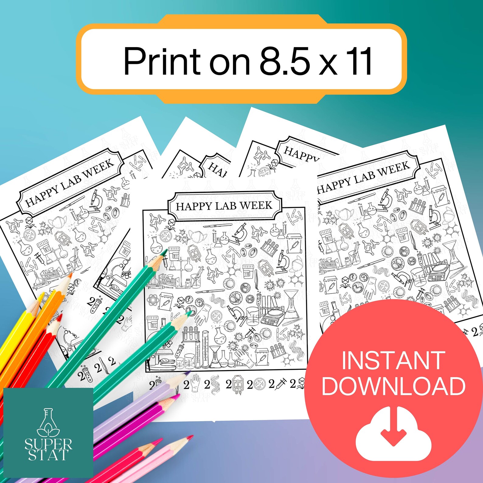 Printable Lab Week Game Digital Coloring Sheet Lab Week 2026 Laboratory ...