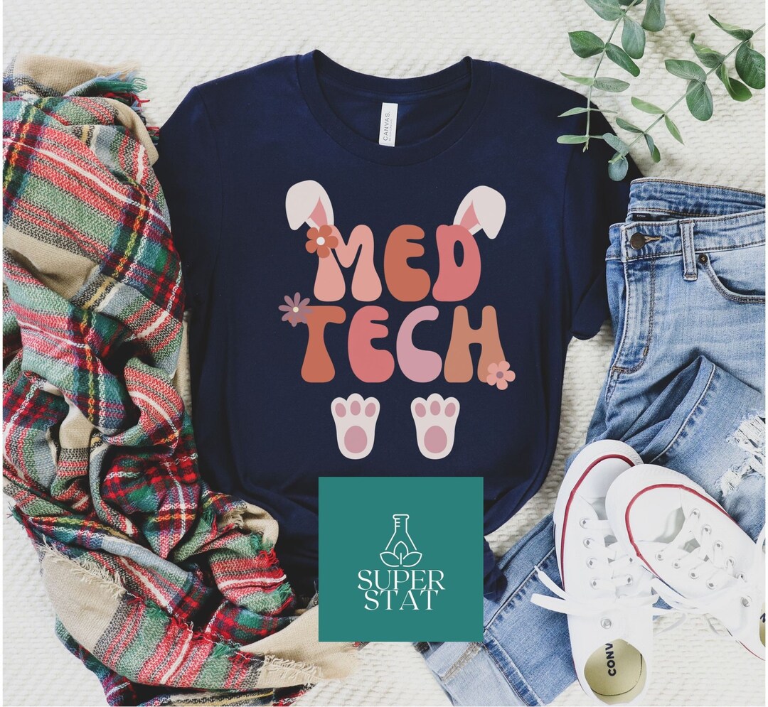Bunny Med Tech Shirt Easter Lab Tech Tee Rabbit Laboratory Scientist ...