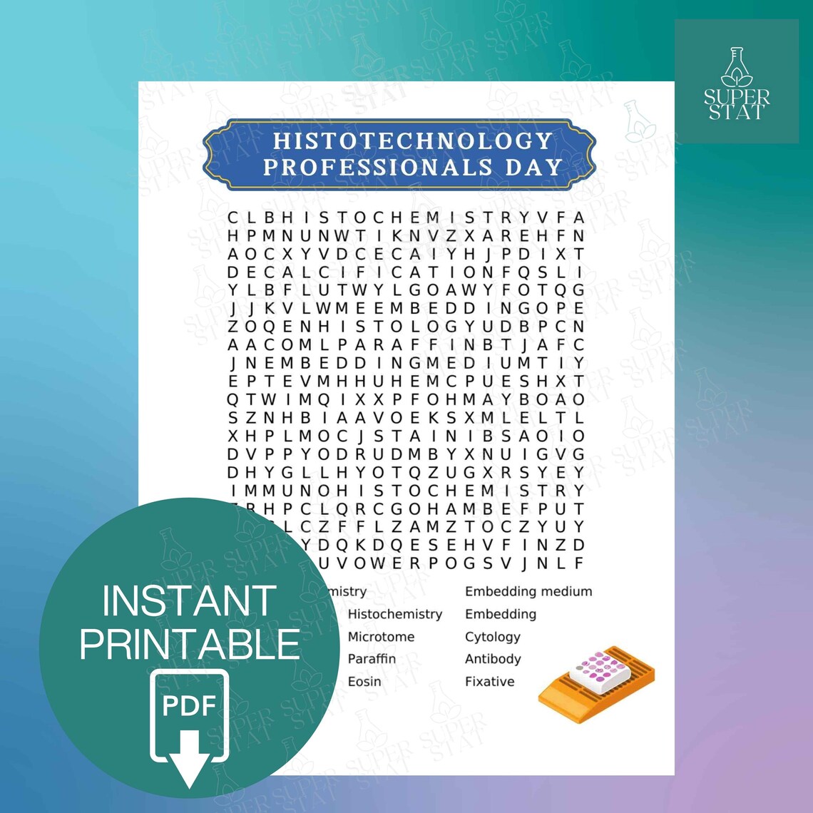 Histology Day Wordsearch Printable Histo Day 2026 Digital Download HPD ...