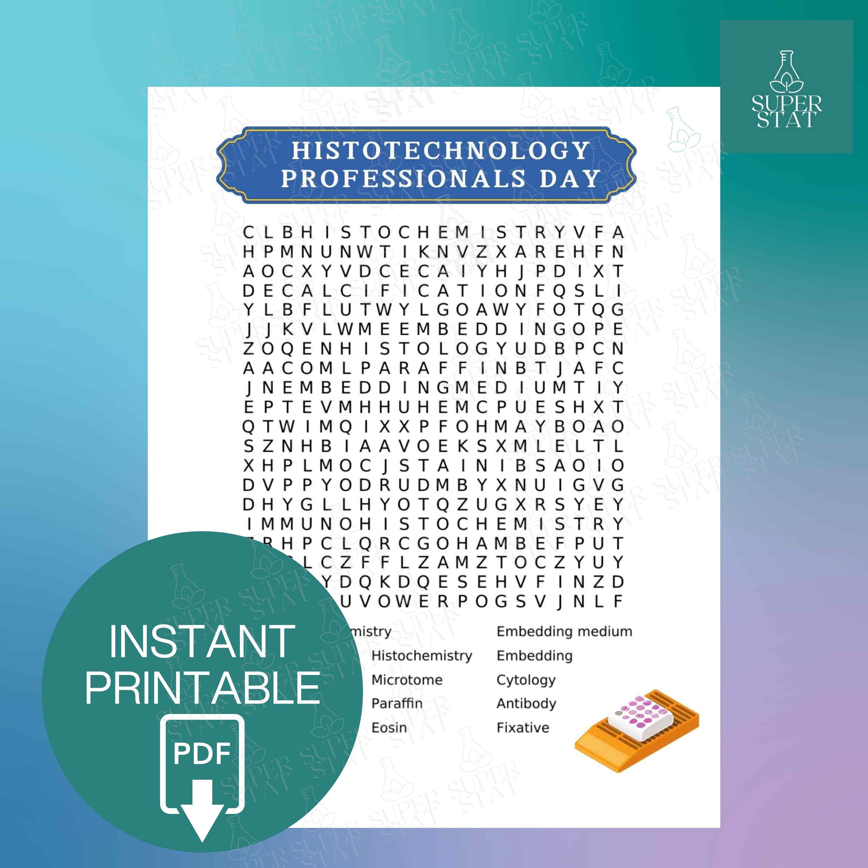 Histology Day Wordsearch Printable Histo Day 2026 Digital Download HPD ...