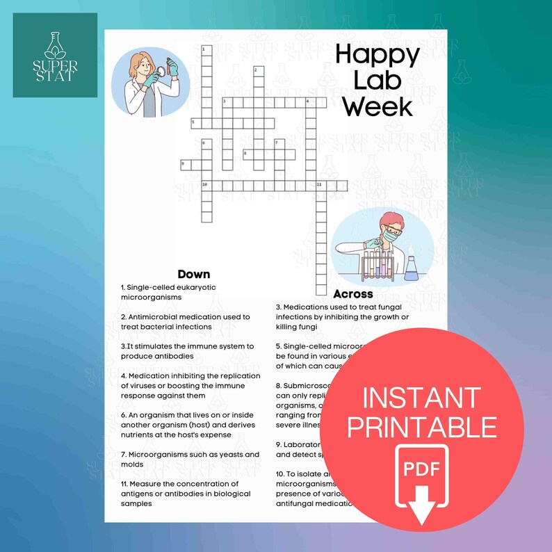 Printable Lab Week Game, Crossword Laboratory Week 2024, Lab is ...