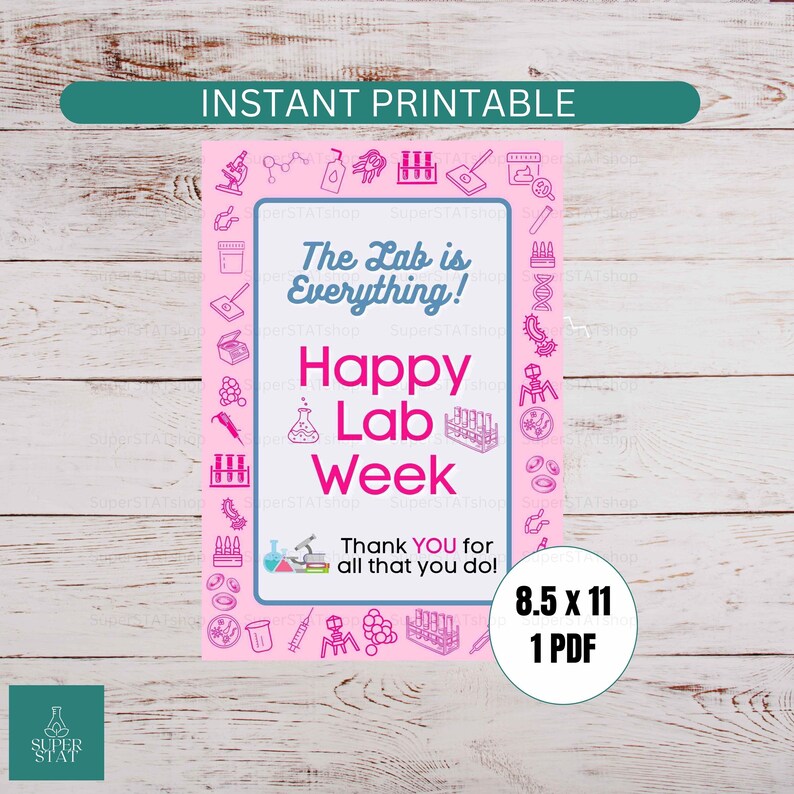 Lab Week 2024 Printable Flyer, Appreciation Medical Laboratory Week Idea, Instant Download Sign ...