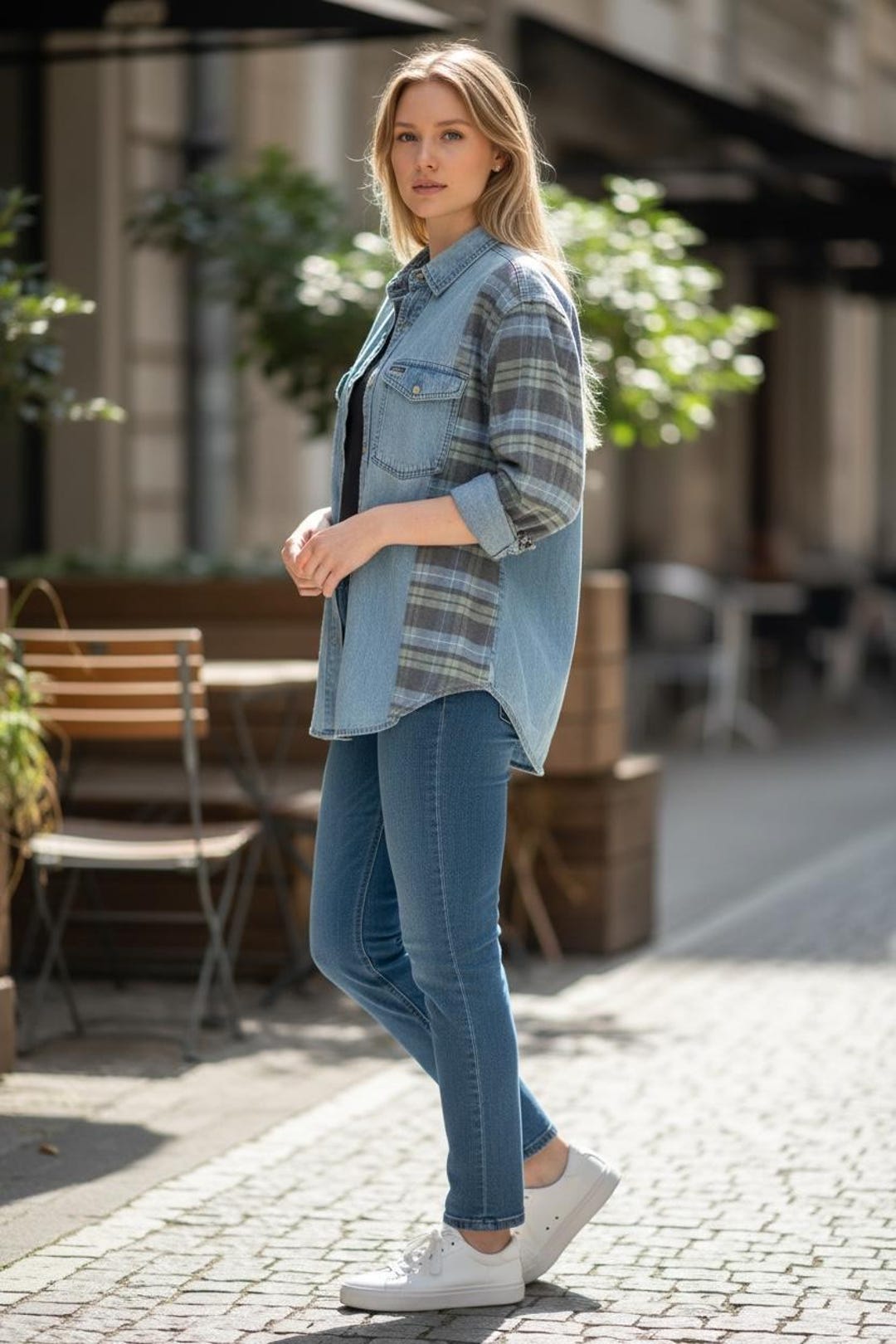 Flannel / Denim Ladies Button Down Shacket - Etsy
