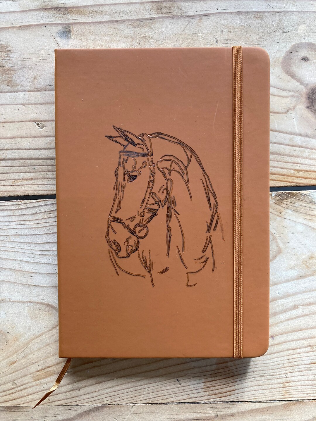 Horse on Burnt Leather Notebook // Horse Notebook / Custom Horse Art ...