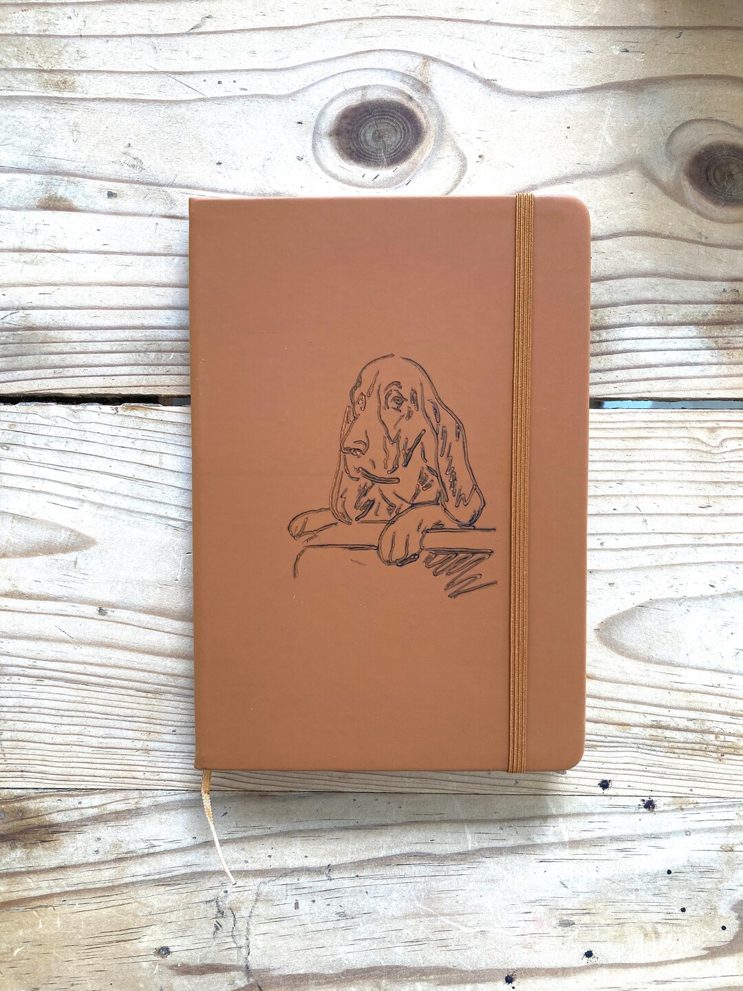Bloodhound on Burnt Leather Notebook // Dog Notebook / Custom Dog Art ...