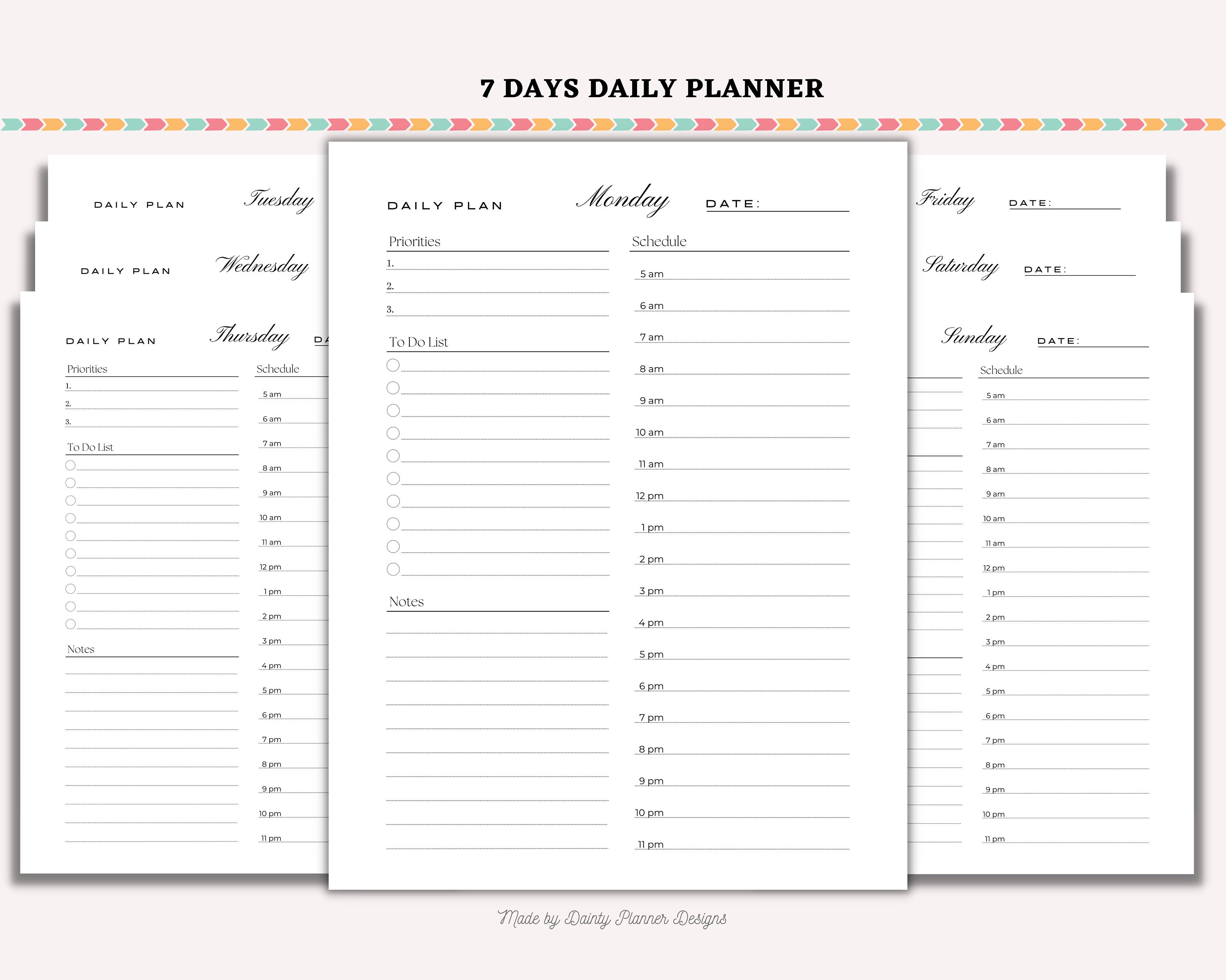 7 Day Daily Weekly Printable/ Digital Planner, Daily to Do List ...