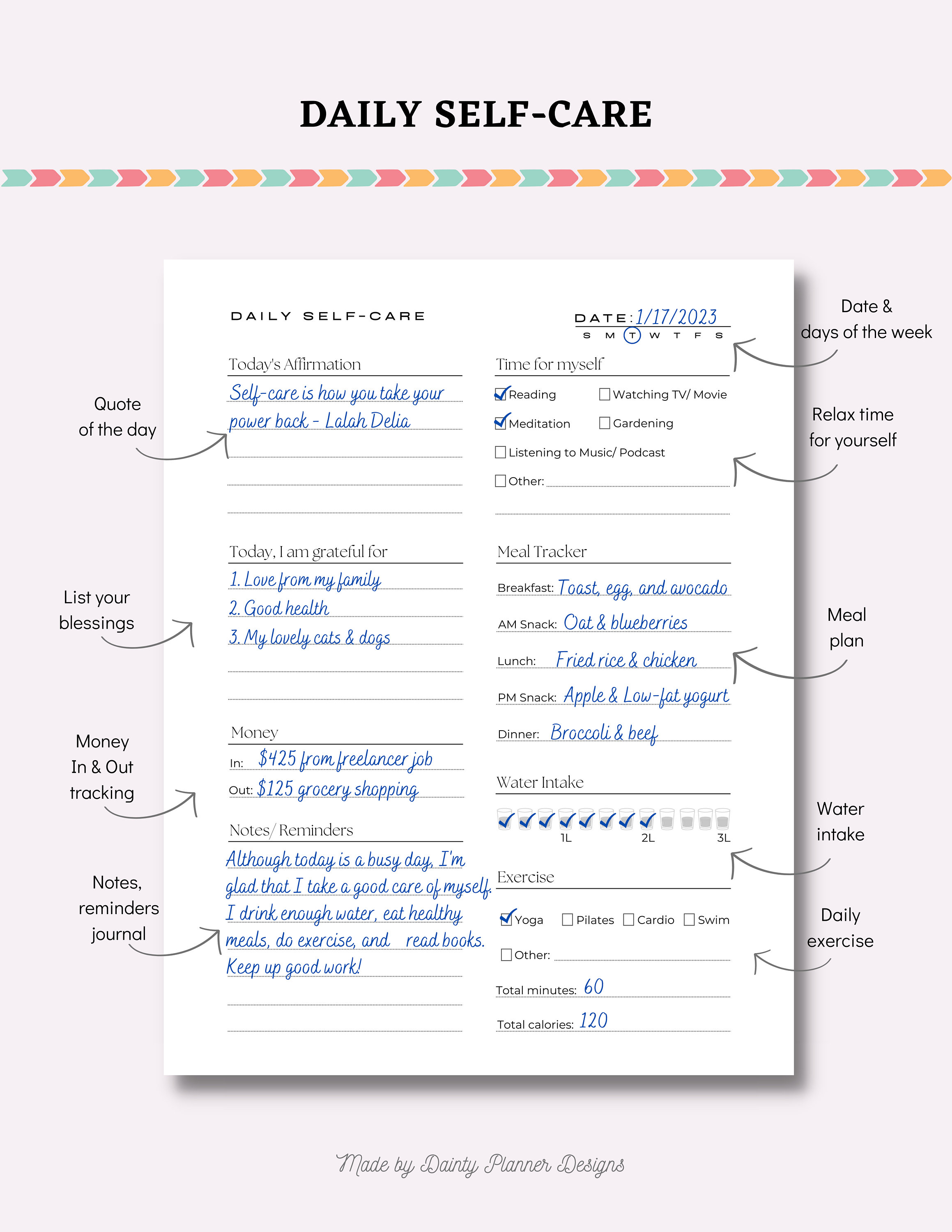 Self-care Planner, Selfcare Journal, Wellness Planner, Daily Wellbeing ...