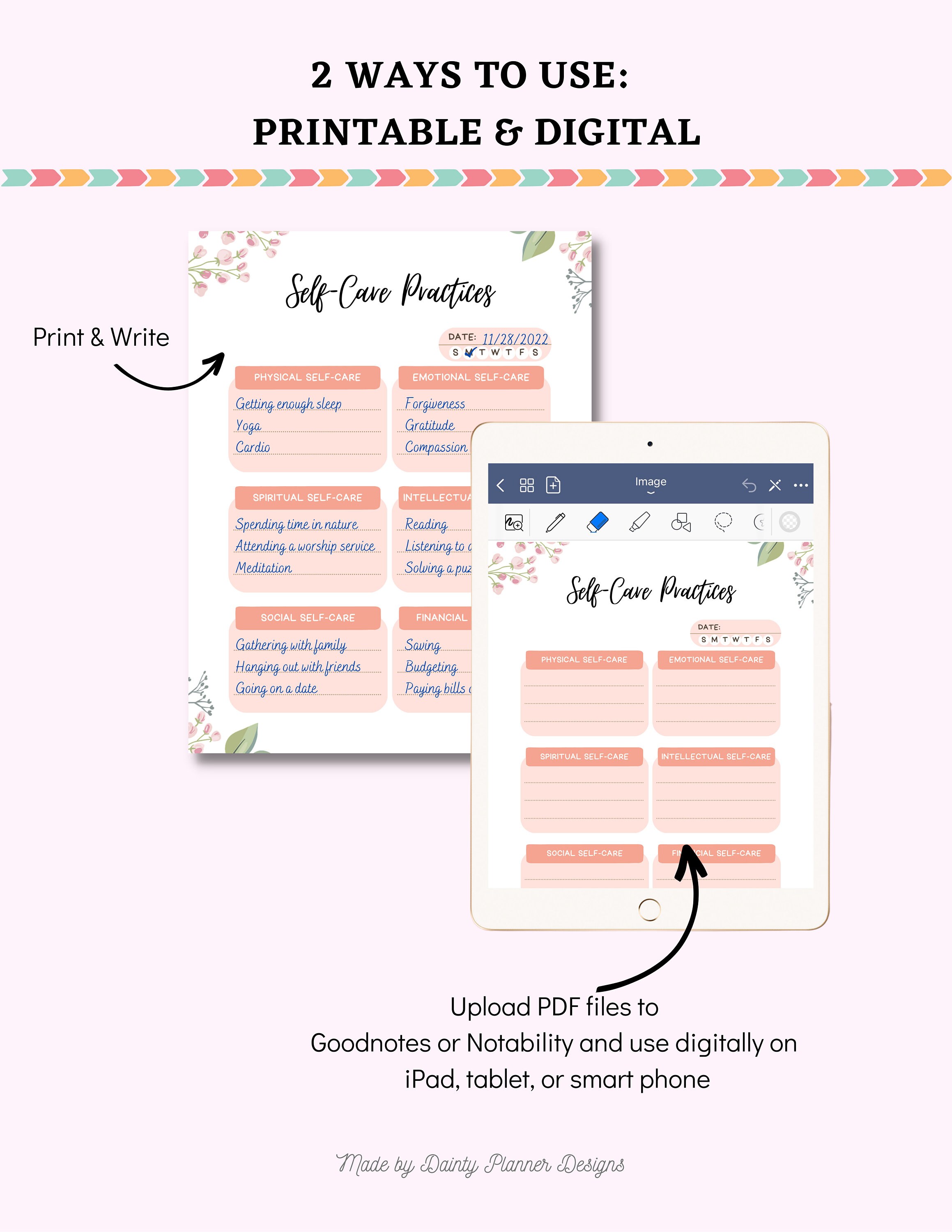 Daily Weekly Planner, Self Care Journal, Printable Personal Planner ...