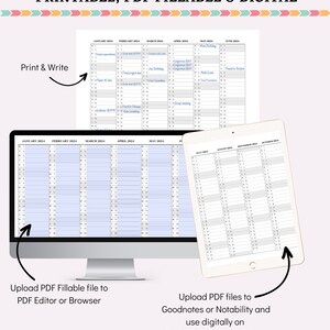 2024 Vertical Calendar | 2024 Printable Digital Yearly Monthly Daily ...