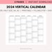 2024 Vertical Calendar | 2024 Printable Digital Yearly Monthly Daily ...