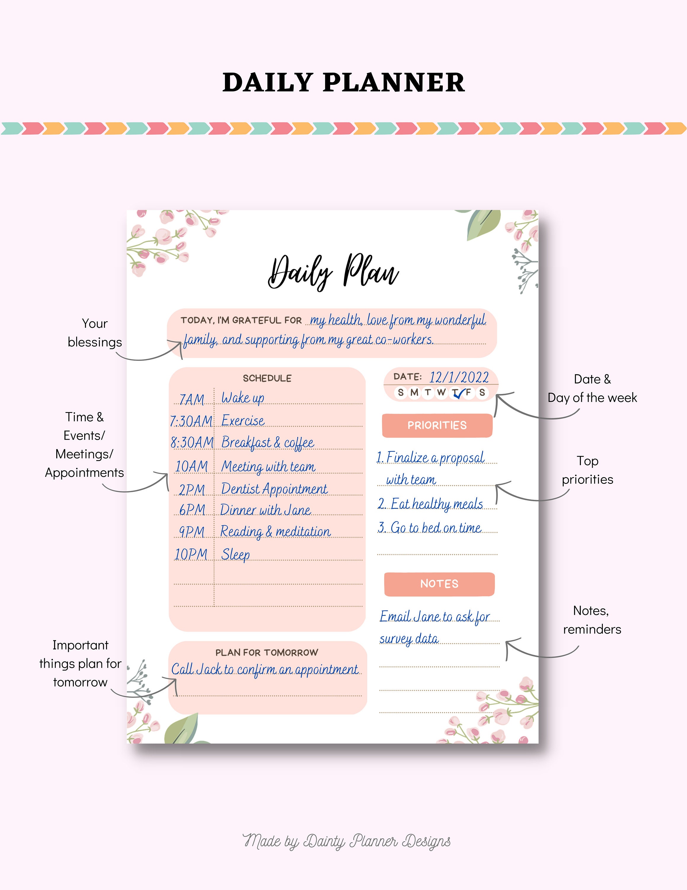 Pink Daily Hourly Printable/ Digital Planner Aesthetic - Etsy