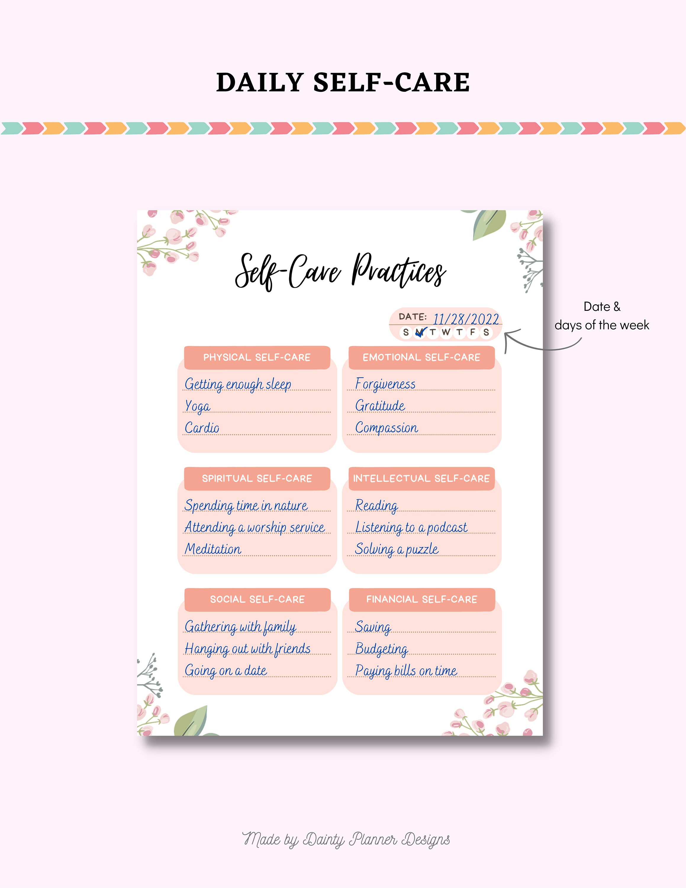 Daily Weekly Planner, Self Care Journal, Printable Personal Planner ...