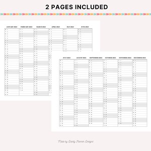 2024 Vertical Calendar | 2024 Printable Digital Yearly Monthly Daily ...