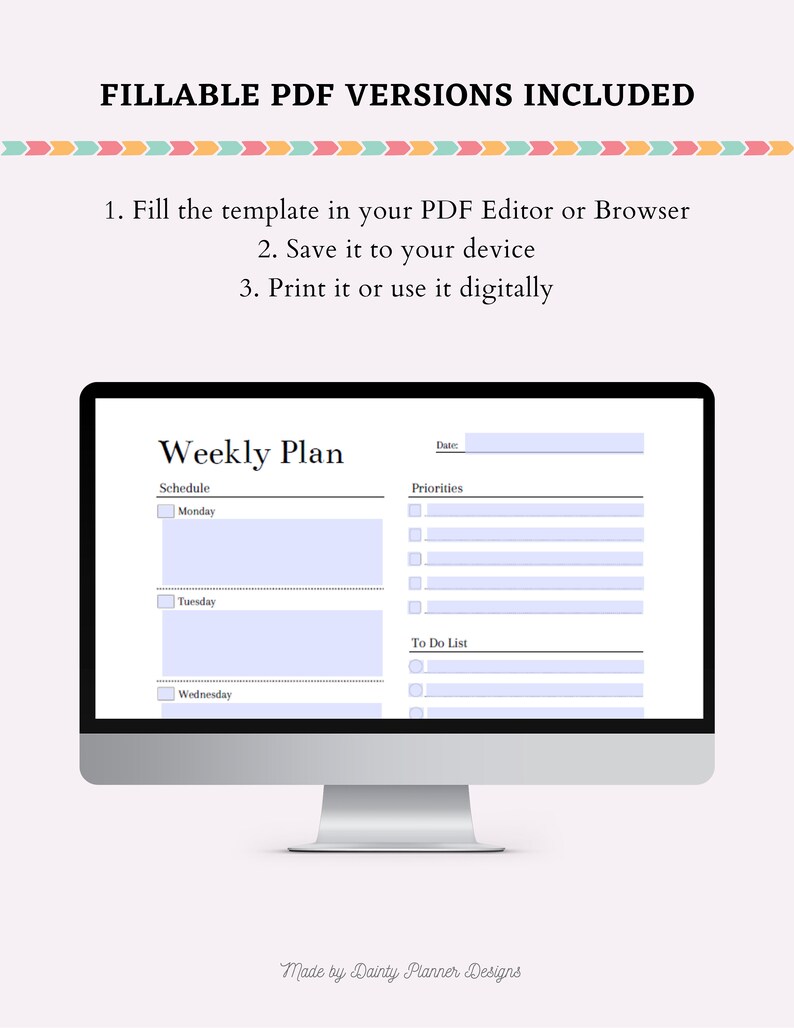 Weekly to Do List Printable & Digital, Minimalist Weekly Planner, Week ...