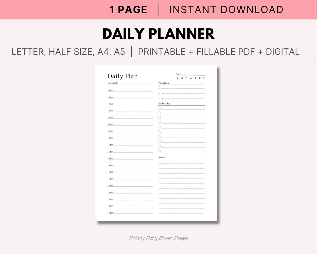 Daily to Do List for Work/ Personal Life, Printable & Digital ...