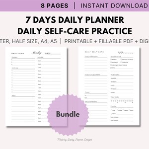 Daily Planner, Daily Self Care | Printable/ Digital Template, Work ...