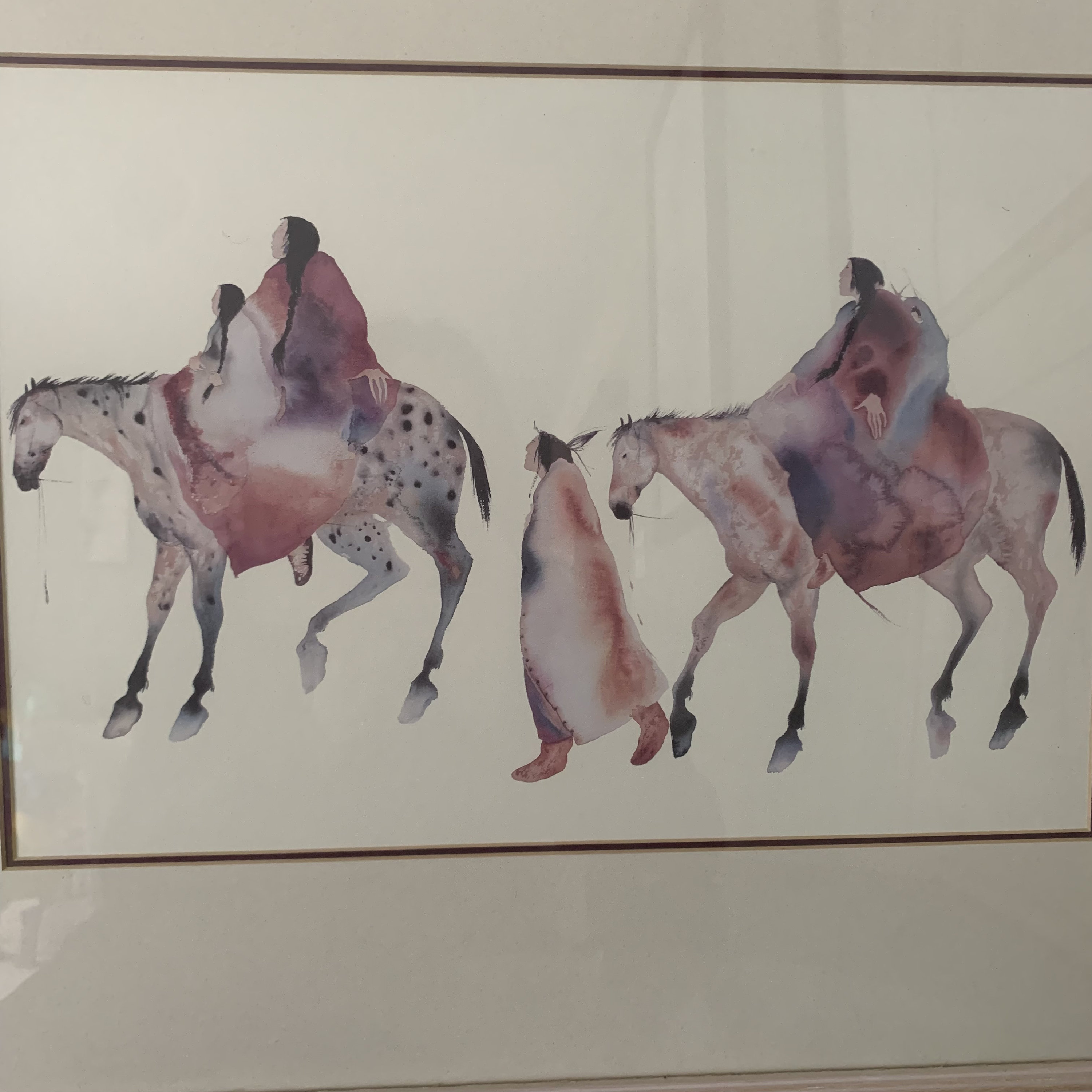 Carol Grigg Lost Tribes I & II Lithograph Prints Framed Cherokee Horse ...