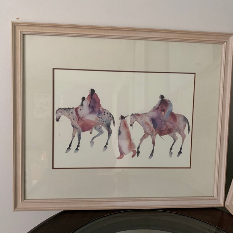 Carol Grigg Lost Tribes I & II Lithograph Prints Framed Cherokee Horse ...