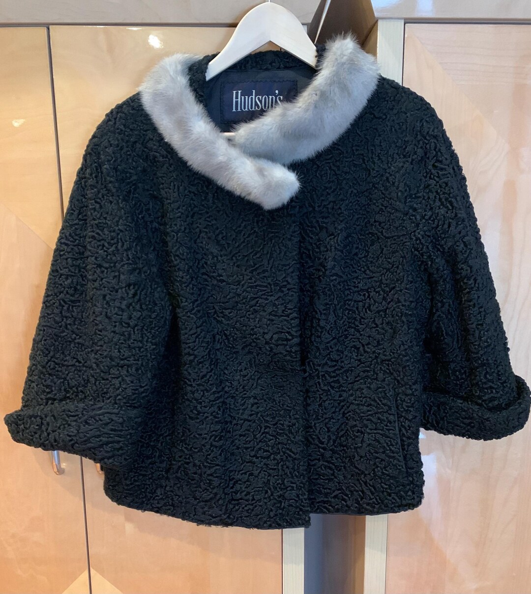 VTG Hudson’s Curly Wool Short Swing Coat With Silver Mink Collar ...