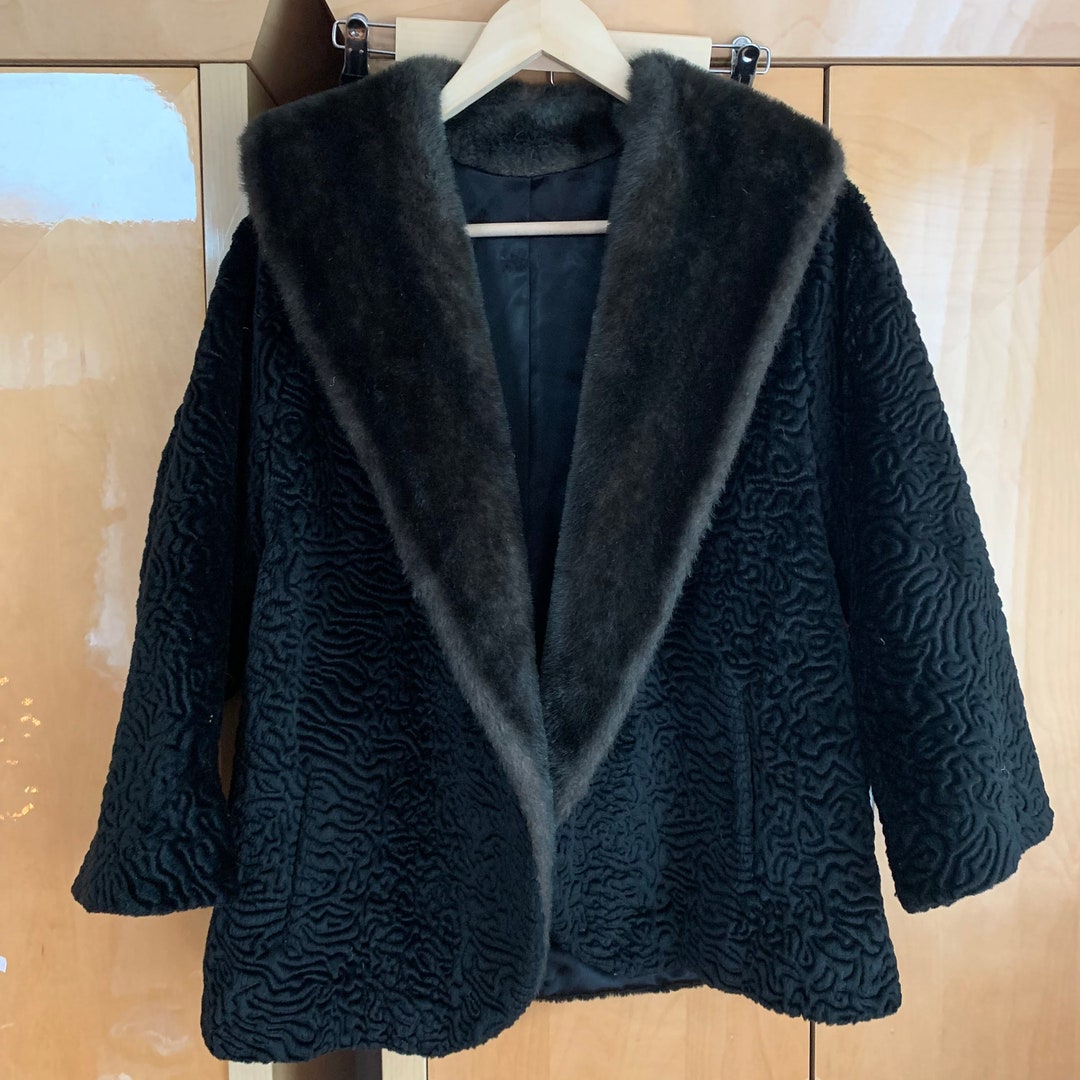 60s Union Made Black Persian Astrakhan Curly Wool Open Crop - Etsy