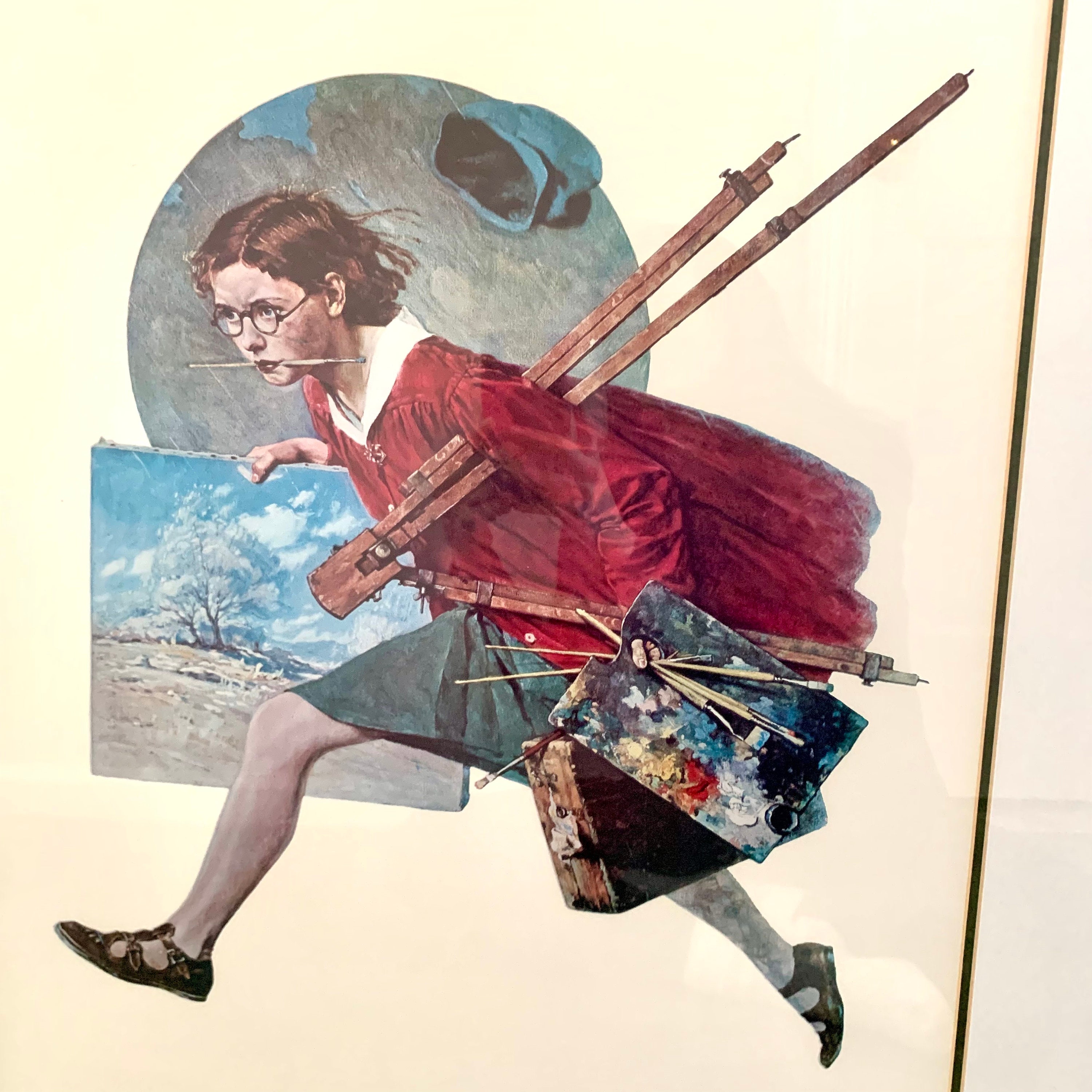 Norman Rockwell “wet Paint” Hand-signed Print Girl Running With Wet ...