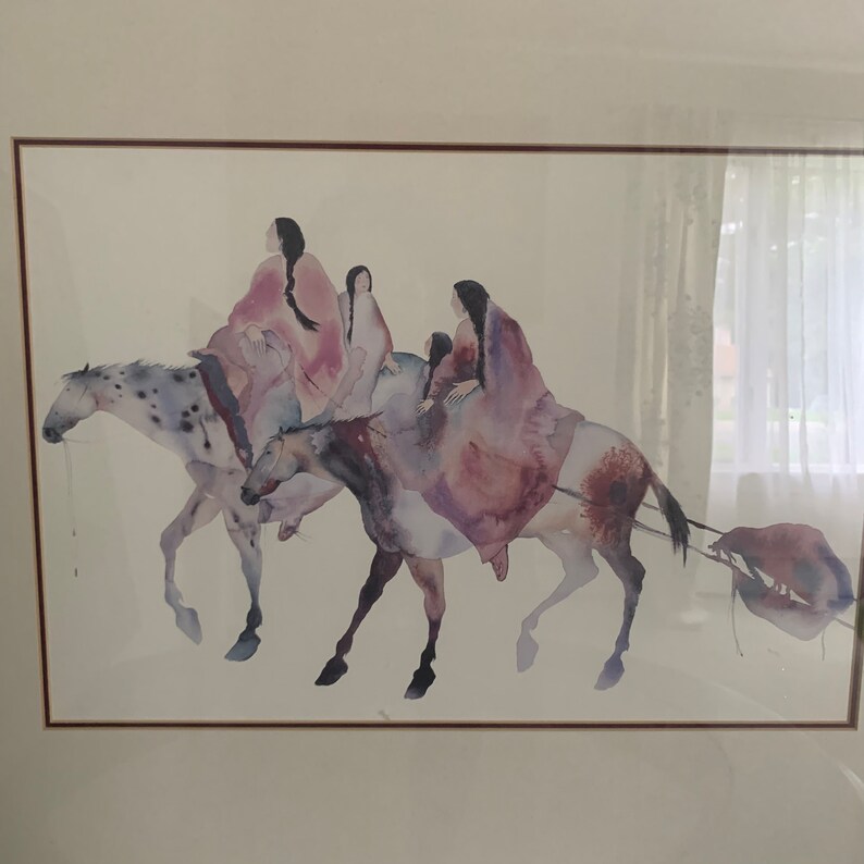 Carol Grigg Lost Tribes I & II Lithograph Prints Framed Cherokee Horse ...