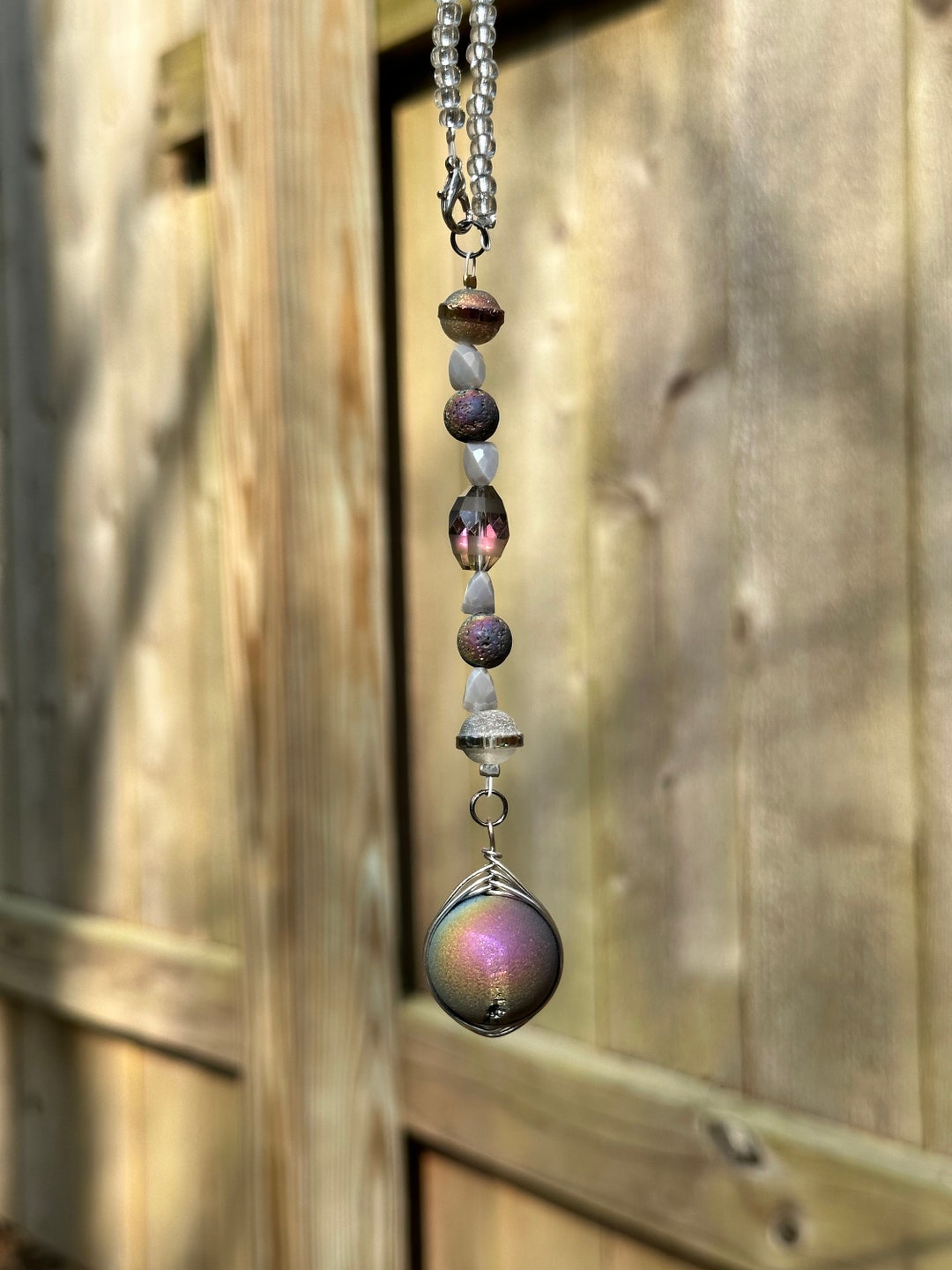 Saturn Car Charm: Iridescent Planet Suncatcher, Rear View Mirror ...