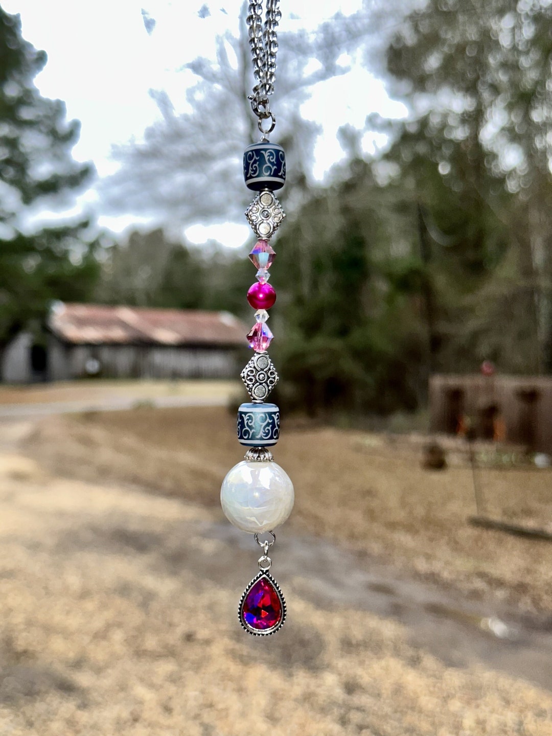 Hot Pink Car Charms, Rear View Mirror Charms, Car Accessory, Car ...