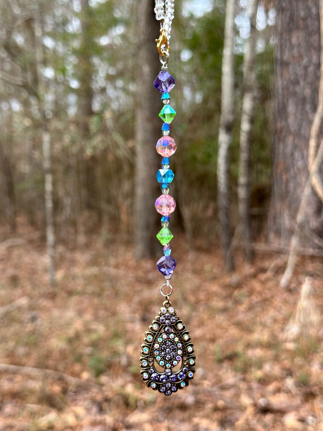 Pastel Crystal Car Charms Rear View Mirror Charms Car - Etsy