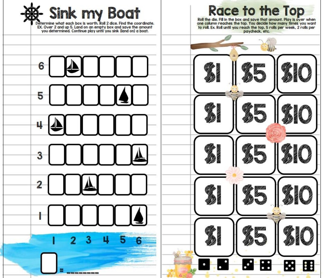 Printable Sink My Boat and Race to the Top Savings Challenge - Etsy