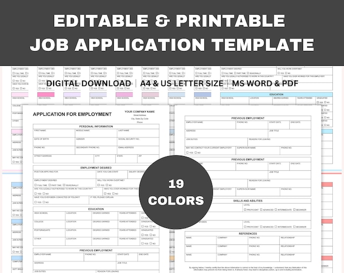 Application for Employment - Bilingual English/spanish - Etsy