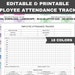 Editable Employee Attendance Tracker, Printable Daily Attendance Log ...