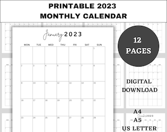 2023 Calendar Landscape Printable Calendar 2023 Monthly - Etsy