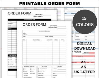 Editable and Printable Order Form, Small Business Template, Billing ...