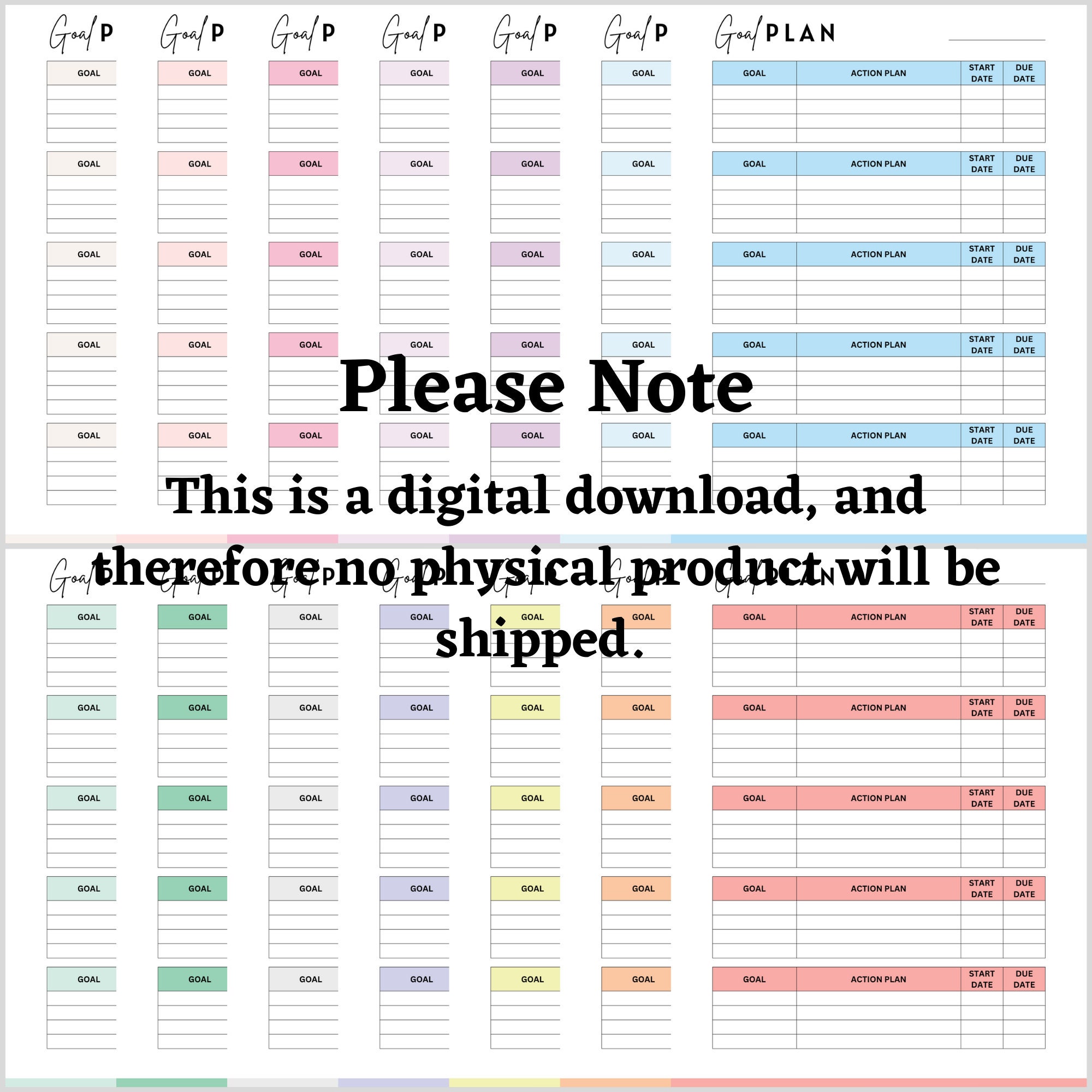 Printable Goal Plan, Goal Tracker, Goal Journal, Goal Planning Template ...