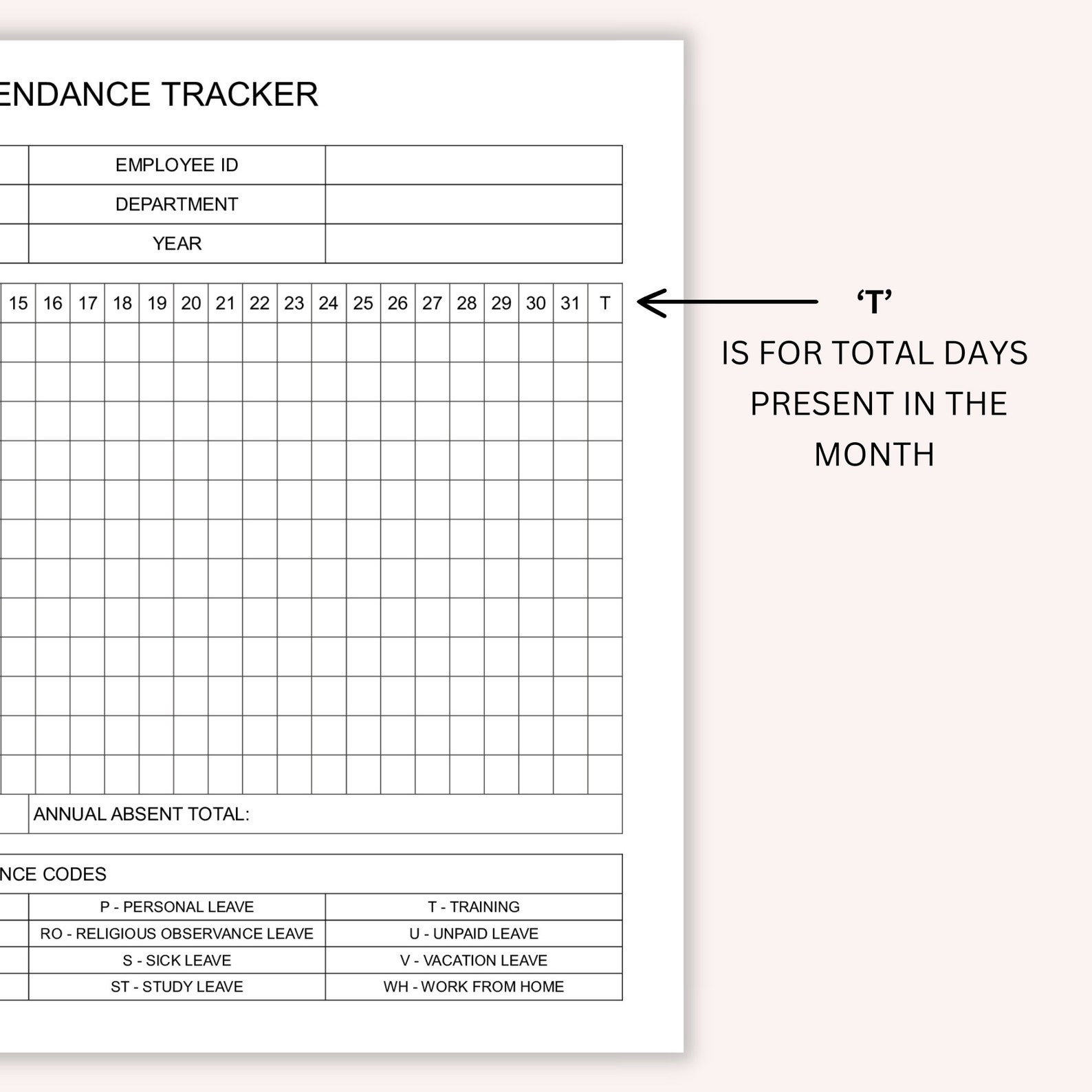 Editable Employee Attendance Tracker, Printable Daily Attendance Log ...