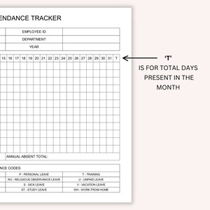 Editable Employee Attendance Tracker, Printable Daily Attendance Log ...