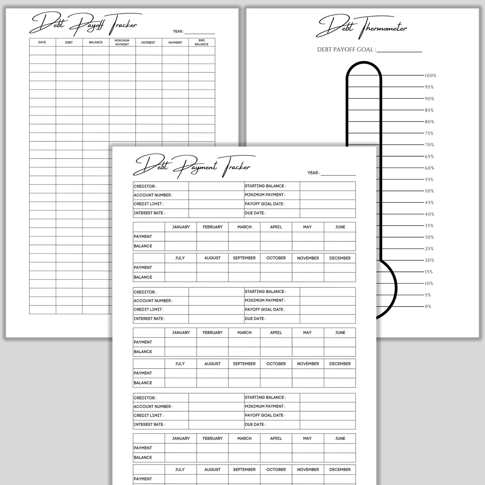 Printable Debt Tracker Bundle of 11, Debt Payment Tracker, Debt Payoff ...