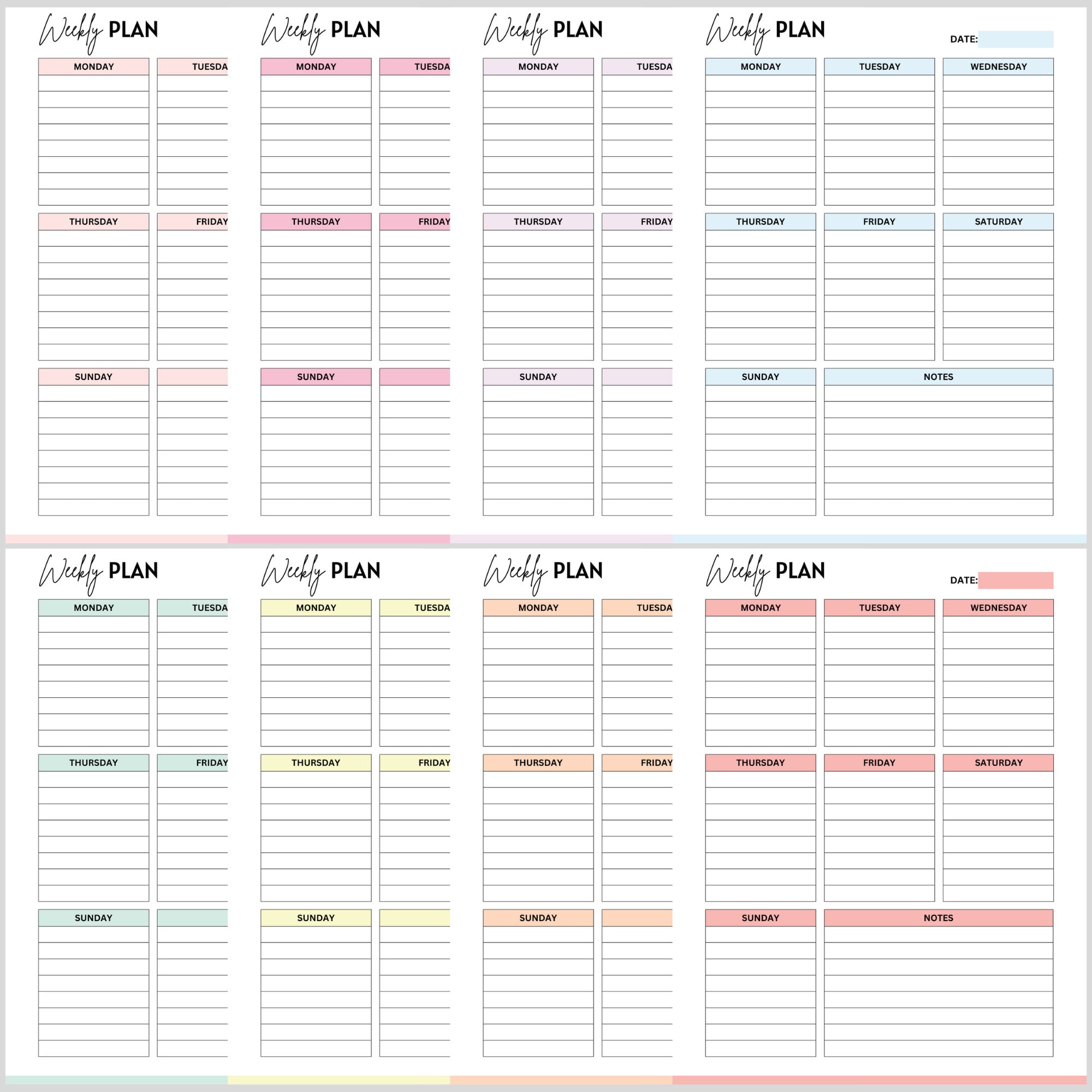 Printable Weekly Plan, Daily Planner, Weekly Schedule, Weekly Organizer ...