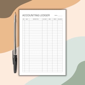 Printable Accounting Ledger, Log for Credits and Debits, General Ledger ...