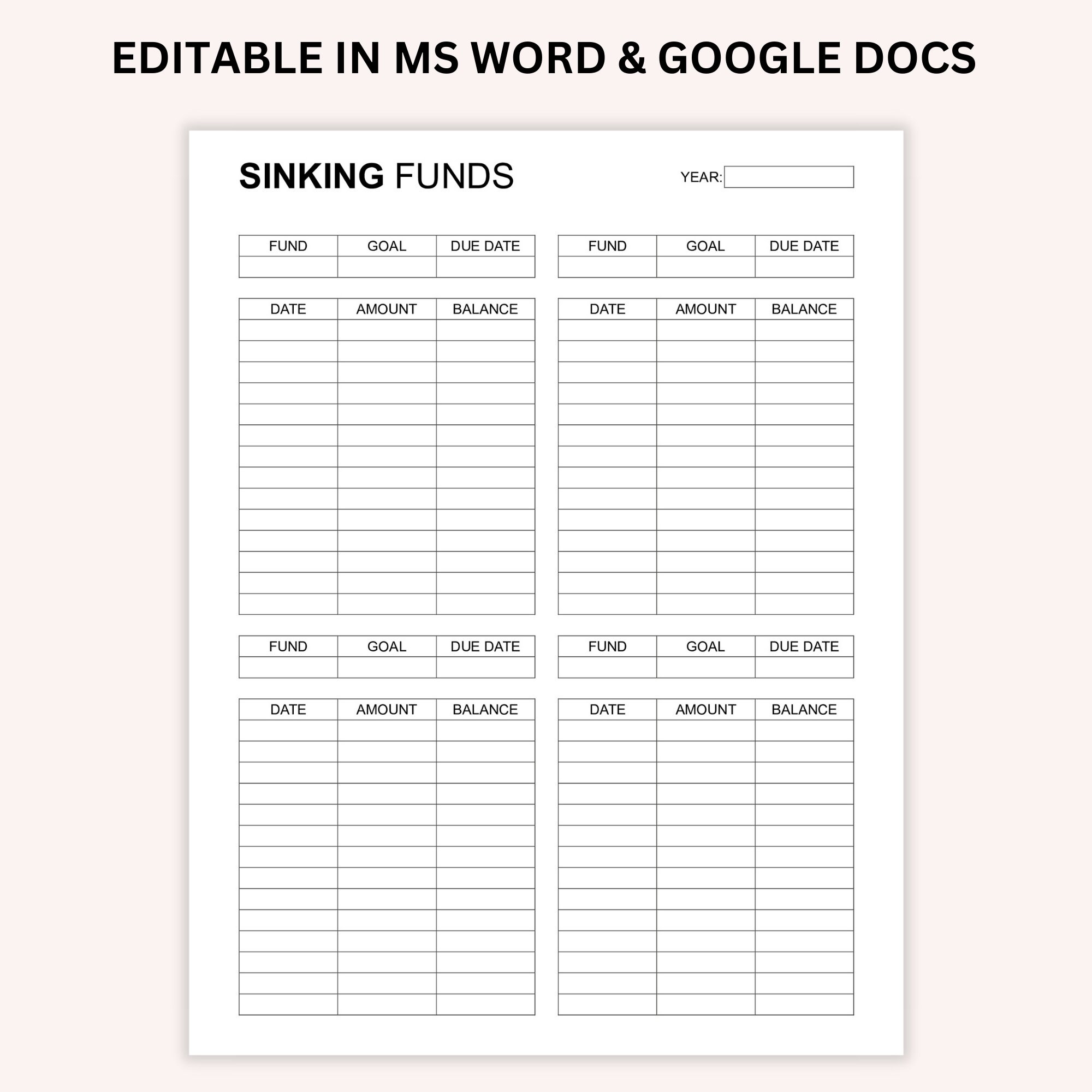 Editable Sinking Funds Tracker, Saving Challenge, Saving Recorder ...