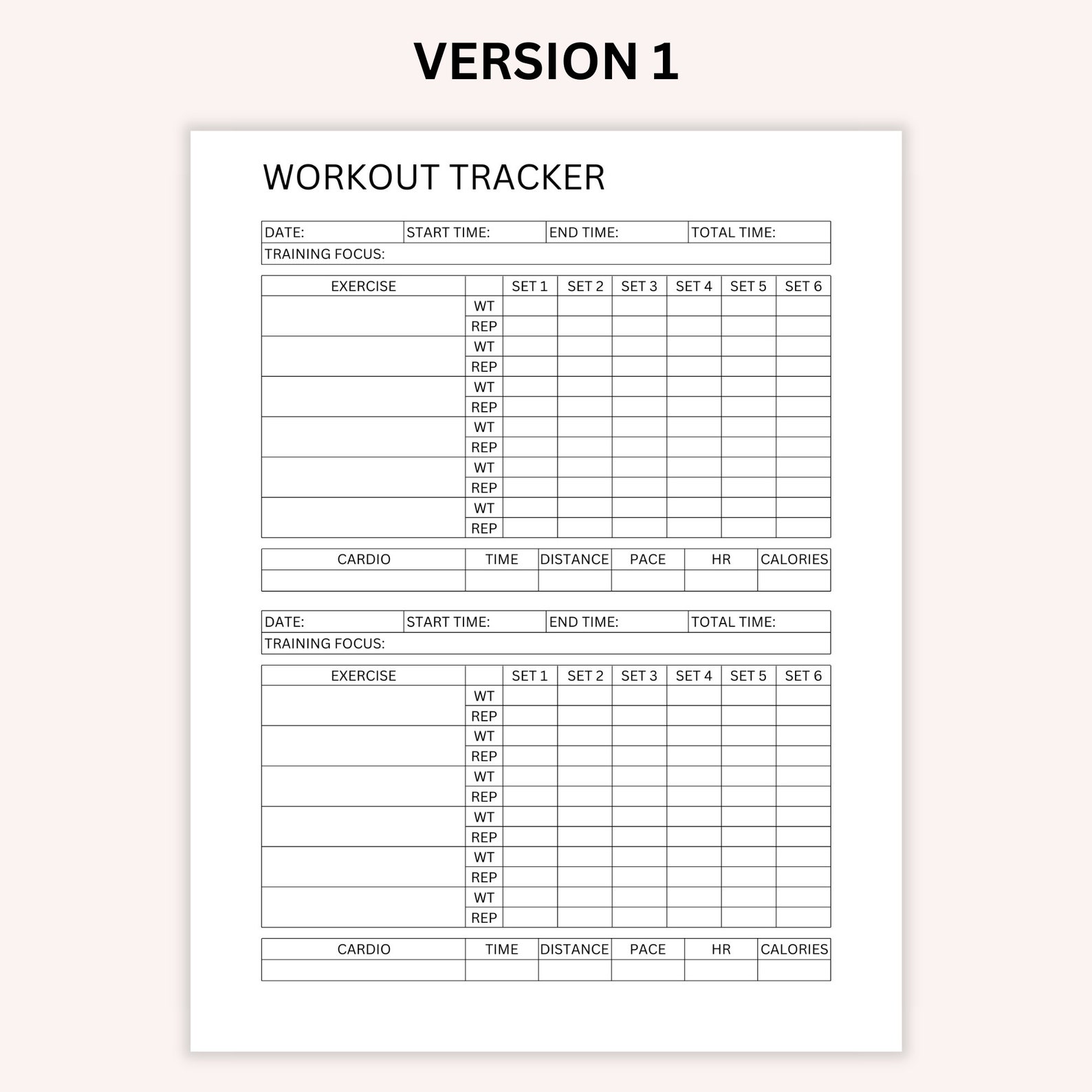 Printable Workout Tracker, Daily Workout Planner, Fitness Planner ...
